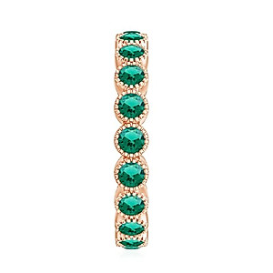 Certified Lab Grown Emerald Full Eternity Band, AAAA Quality, Emerald Wedding Ring for Women- Ready to Gift, 14K Rose Gold, Size:US 7.50