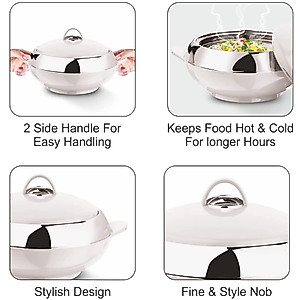 Tmvel Crescent Insulated Casserole Hot Pot - Insulated Serving Bowl With Lid - Food Warmer - 3 pcs Set 2.5 L / 3.5 L / 5 L