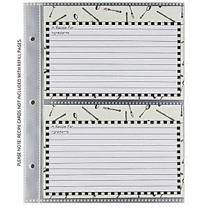CR Gibson QP-12 Small Recipe Book Pocket Page Refill 20 sheets