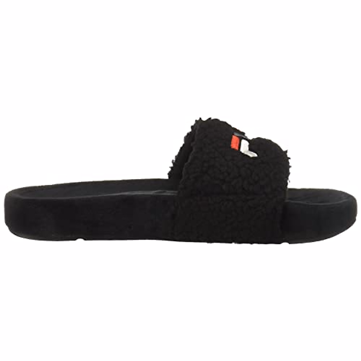 Fila Women's Fuzzy Slide Sandal, Black Red/White, 9