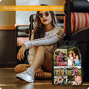 Boneker Custom Backpack Personalized Backpack with 1-9 Photo Customize Your Image Text Name Logo Waterproof Laptop Bag (6 Photos)