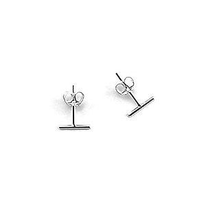 Minimalist 14k Gold Tiny Stud Bar Earrings Polished Solid Gold Bar Line Stick Studs (white-gold)