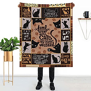 Cat Throw Blanket for Women, Black Cat Gifts for Cat Lovers, Cat Lover Gifts Lady Blanket, Blankets for Cats Gifts Idea Throws Women Men