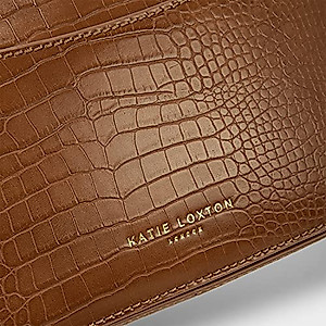KATIE LOXTON Cara Faux Crocodile Womens Vegan Leather Adjustable Strap Crossbody Satchel Cognac