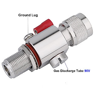 RFiotasy Coaxial N Type Lightning Arrestor 0 to 6 GHz (N-Male/N-Female) 50ohm, Protects 3G,4G,LTE, GPS,2.4GHz/5GHz Wi-Fi, 900MHz,Ham Other Outside Antennas Pack 2