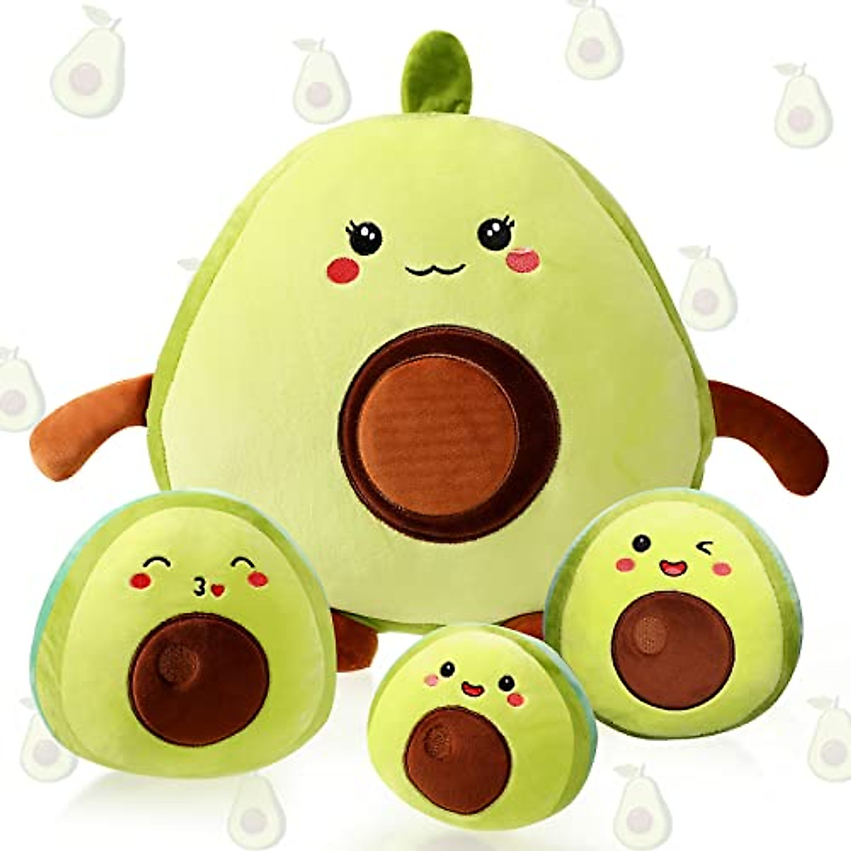 4 Pieces Soft Pillow Stuffed Toy Food Pillows Fruit Plush Pillow Kids' Plush Toy Pillows Fruit Hugging Cushion for Home Bedroom Office Supplies (Avocado)