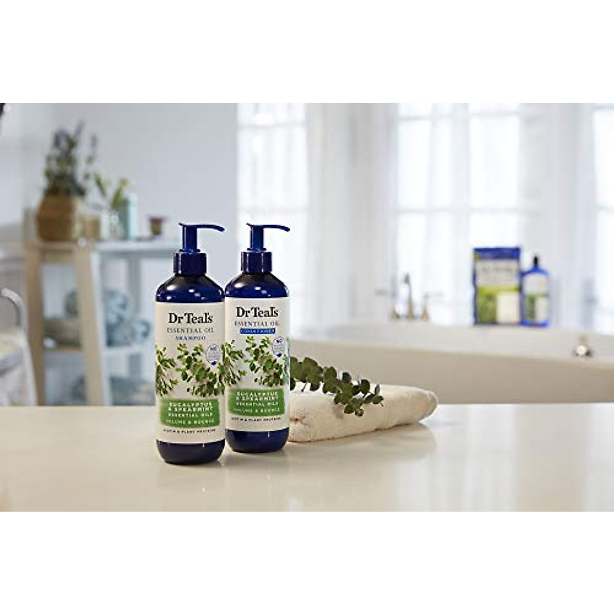 Dr Teal's Spearmint Volume & Bounce Essential Oil Shampoo, Sulfate Free, Eucalyptus, 16 Fl Oz