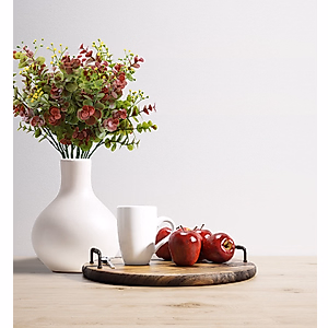 Season’s Need Décor Pack of 2 Faux Eucalyptus Leaves Spray, Artificial Greenery Stems Fake Eucalyptus Branches Plants for Greenery Wedding Jungle Theme Party (15”x5”) Green-Burgundy