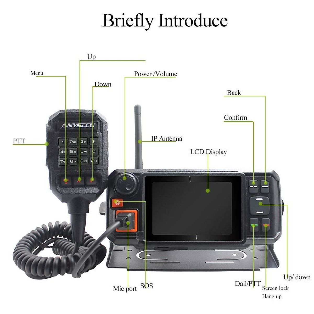 ANYSECU W2 Plus Network Radio N60 WCDMA/GSM 4G Internet Mobile Radio Walkie Talkie LTE FDD IP Network PTT Radio Suppot Zello/Real PTT Fast Talk with Car Charger and AC Charger