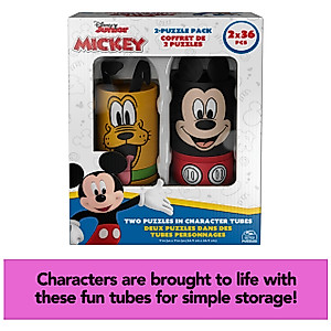 Disney Mickey Mouse, 2-Puzzle Pack 36-Piece Jigsaw Puzzles Storage Tubes Disney Toys Mickey Mouse Clubhouse Kids Puzzles Disney Gifts, for Ages 4 and up