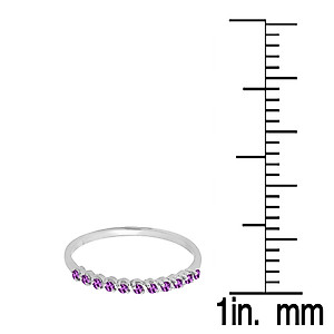 Dazzlingrock Collection 0.12 Cttw Round Amethyst Ladies Anniversary Wedding Band in 925 Sterling Silver, Size 6