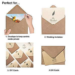 100 Pack Invitation Envelopes-A7 Brown Kraft Invitation Envelopes Used for 5x7 Cards Used for Weddings,Invitations, Baby shower, Office