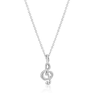 JOYID Delicate Music Note Pendant Necklace Simple Lovely Clavicle Necklace for Women Music Lover Musican Gifts with Meaning Card(Silver)