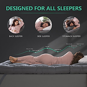 WhatsBedding 5 Inch Goose Feather Mattress Topper Twin Size,Filled with Gel Memory Foam,1800 T Cooling Twin Feather Bed,Thick Foam Overfilled Pillow Top,Soft Mattress Pad Cover,39"x75",Dark Grey