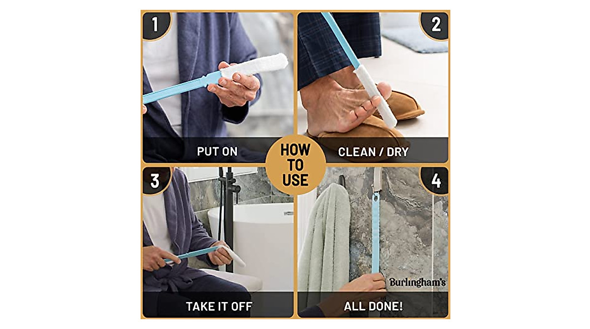 Burlingham's Toe and Foot Towel Brush with Reusable Drying Covers for ...