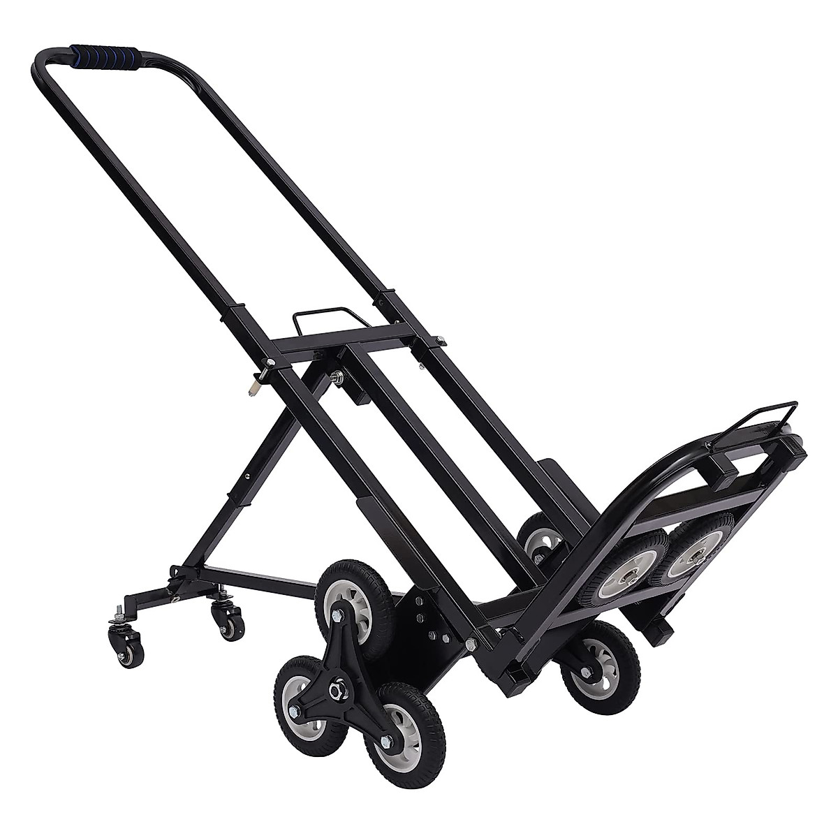 Stair Climbing Cart Portable Climbing Cart 330 LBS Three-Wheel Chassis Portable Stair Climber Hand Truck Heavy Duty with 10 Wheels (Black-330 lbs-10 Wheels)