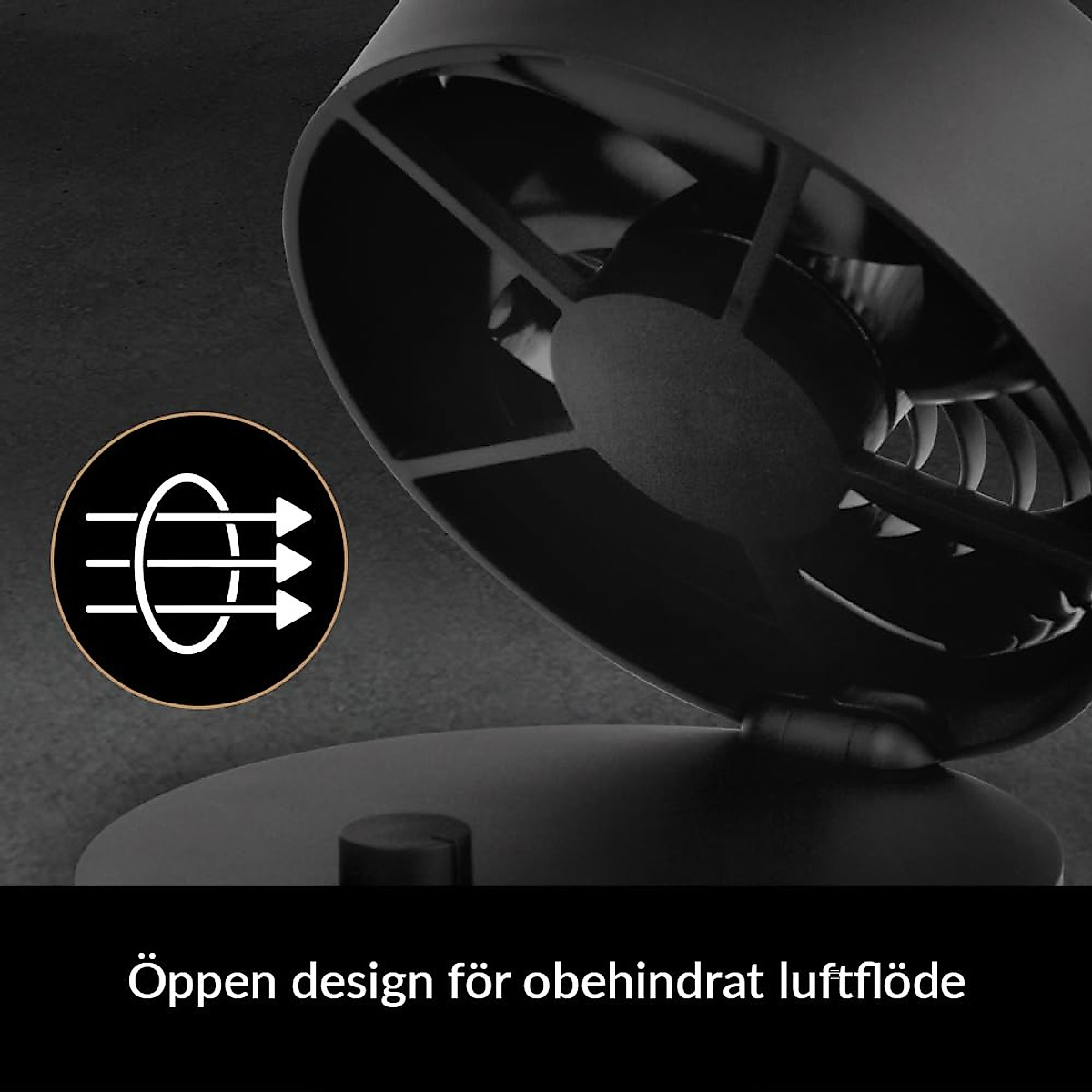 ARCTIC Summair Plus - Portable Fan with integrated rechargeable battery, USB-C connection (incl. USB-A charging cable), Stepless adjustable desk fan 600–3300 rpm - Black