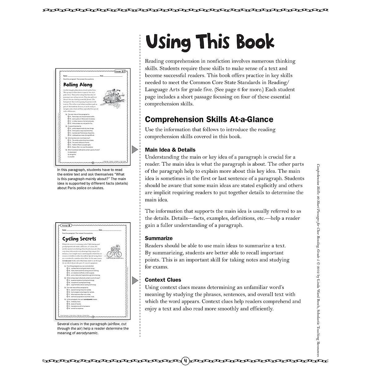 Scholastic Teaching Resources SC-546056 Comprehension Skills Gr 5 40 Short Passages For Close Reading