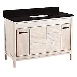 Signature Hardware 953275-48-RUMB-0 Becker 48" Free Standing Single Vanity Cabinet Set with Teak Cabinet, Vanity Top and Rectangular Undermount Sink - No Faucet Holes