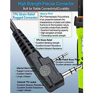 commountain Walkie Talkies Earpiece with Mic Compatible for Baofeng Radio BF-F8HP UV-82 UV-82HP UV-82C UV-5R UV-5X3 and Kenwood TK NX SAMCOM BTECH Retevis Radios, G-Shape Earhook Headset, 2 Pin Style