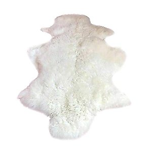 Genuine Ivory Sheepskin Rug Natural Single Short Lamb Fur Rug Soft Sheepskin Irregular Area Rug Fluffy Rugs Carpet for Bedroom,Home,Sofa 2.1x3.8ft
