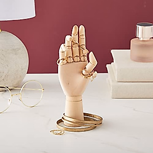 Wooden Hand Model, 7 in Right Hand Art Mannequin Figure with Posable Fingers for Drawing School, Practice, Supplies, Hand Jewelry Display, Decoration, Sketching