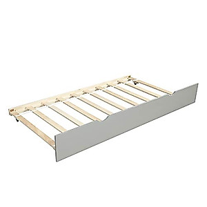 GLORHOME Twin Size Daybed Platform Sofa Bed Frame with Pull Out Trundle for Adults Kids Living Room Bedroom, No Box Spring Required, Grey