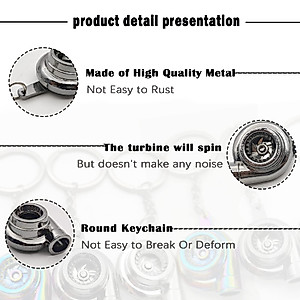 Turbo Turbocharger Keychain- Key Chain Ring Spinning TurboTurbocharger Keychain Compressor Key Chain Ring Keyring Keyfob(Gunblack)
