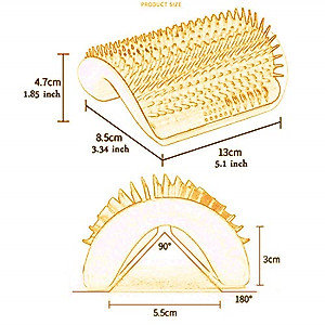 Cat Self Groomer with Catnip Pouch, 4 Pack Wall Corner Scratcher Groomers Soft Grooming Massage Combs for Short Long Fur Cats,Cat Brush Toy for Indoor Cats Kitten
