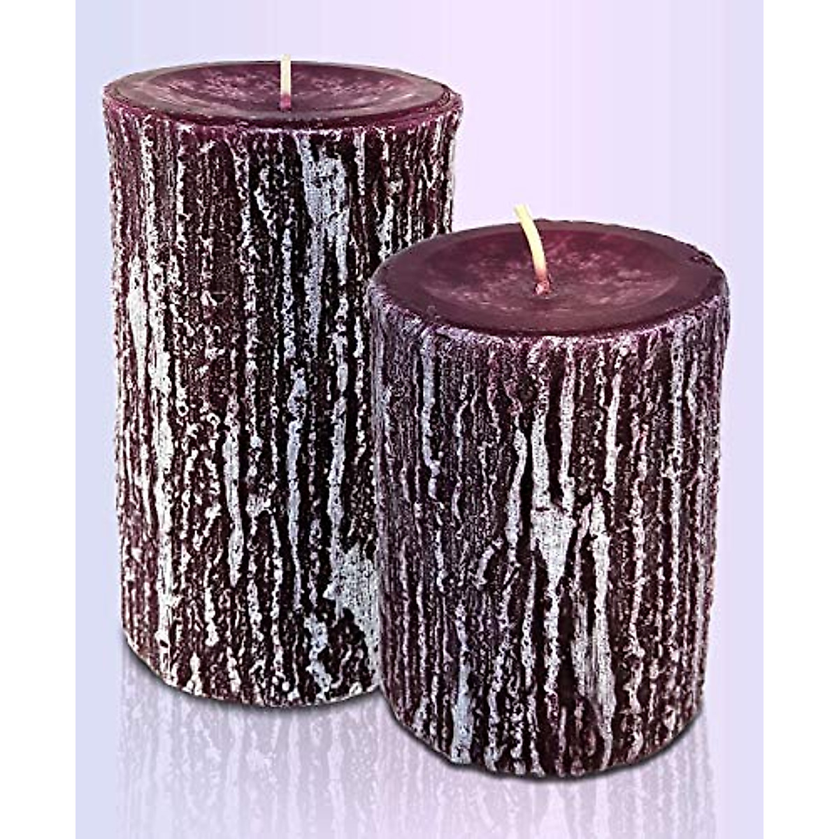 Hyoola Timberline Pillar Candles - 6 Pack - Purple Pillar Candles - European Made Rustic Pillar Candle - 3 Inch x 5 Inch