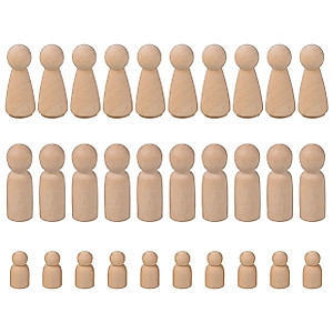 Gadpiparty Unfinished Natural Wooden Peg Dolls Peg People, Doll Bodies, Wooden Figures, Decorative Peg Doll People for DIY Graffiti Painting Handicrafts Wooden Peg Games