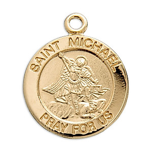 The Christian World Patron Saint Michael Gold Over Sterling silv. Religious Medal Pendant Necklace vbn-fh-6216