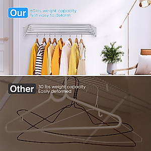 Mxbshzb Wall Mounted Clothes Drying Rack 31.5", Laundry Drying Rack Collapsible, Towel Drying Rack, Laundry Racks for Drying Clothes with Wall Template for Indoor Outdoor Organization 60 lb Capacity