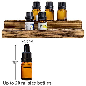 MyGift 8.5 Inch Rustic Burnt Solid Wood Essential Oil Holder Stand with 2 Tier Display, Vanity Tabletop Cosmetic Storage Organizer Rack, Holds 11 (20ml) Bottles