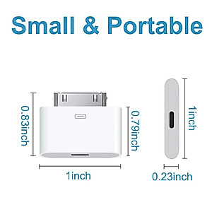 rosyclo 30-Pin to Lightning Adapter, MFi Certified 8-Pin Female to 30 Pin Male Dock Connector iPhone Charging Sync Converter Compatible iPhone 4/4s/iPad/iPod Touch White (No Audio)