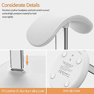 Headphone Stand with Wireless Charger, Gaming Headset Holder Hanger Rack 2 IN 1 Wireless Charging Station Dock for iPhone 15/14/13/12/11 Series, Samsung, AirPods Pro/3/2 and Desk All Headphones, White