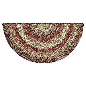 VHC Brands Ginger Spice Rug with PVC Pad, Jute Blend, Half Circle, Orange Red Tan, 16.5x33 inches