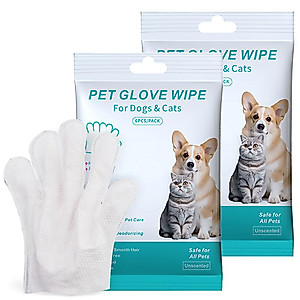 Herb Life Cleaning Glove for Dog and Cat, Wipes Gloves for Dog and Cat Fur Face, Ear, Eye, Paws Cleaning Wipes Pet Wash Free Gloves, Grooming Wipes for Pet No Rinse Thick Dog Wipes Gloves(12 Pcs)