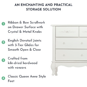 Evolur Aurora 7 Drawer Double Dresser, Frost