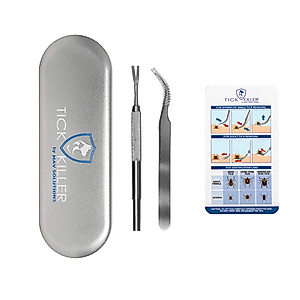Tick Killer Platinum Tick Removal Tool Set, Stainless Steel Tick Remover Tweezers Kit, Protective Metal Case, Identification Card & Plastic Mini Bags