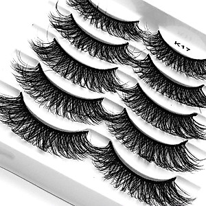 outopen 3D Mink Lashes Natural Wispy False Eyelashes 15mm Fluffy Long Eye Lashes Eye Makeup Tools 5 Pairs Pack(Q1 | 13-15MM)
