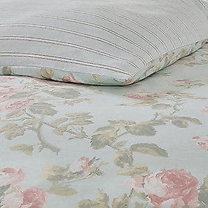 Laura Ashley Home - Twin Duvet Cover Set, Reversible Cotton Bedding with Matching Sham, Breathable Home Decor for All Seasons (Madelynn Blue, Twin)