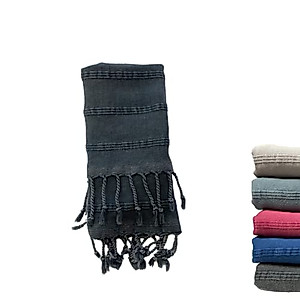 Luxury Cotton Turkish Hand Towel, Decorative Kitchen Towels Farmhouse, Black Hand Towels for Bathroom, Soft&Absorbent Hand Towels for Head Face Guest Tea Dishcloth Gym Spa - Charcoal Gray/Black