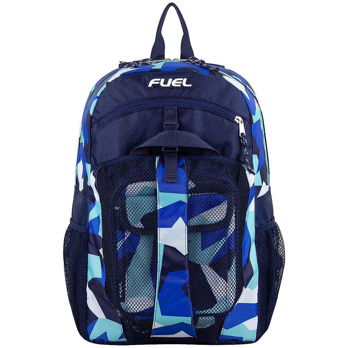 FUEL Lunch Backpack Set Water Resistant Bookbag Bag Soft Reusable Insulated Cooler Lunch Box Thermal Travel Office Lunch Bag, Blue Jagged Shape