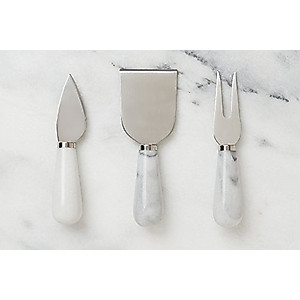 Fox Run Premium 3-Piece White Marble Cheese Knife Set, 1.5 x 4.25 x 6.75 inches