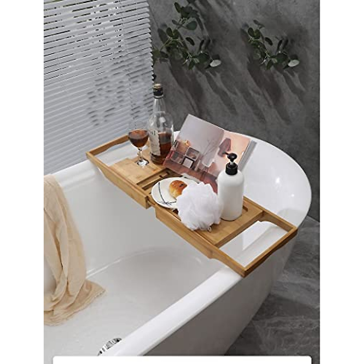 JGQGB Extendable Bath Tray Bathtub Tray Spa Bath Tub Caddy Organizer Book Wine Tablet Holder Reading Rack Bathroom Accessories