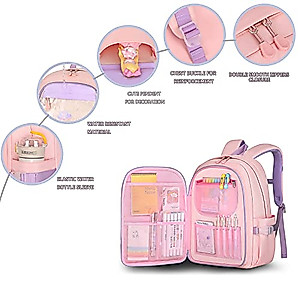 cotmcor Kids Backpacks for Girls, Kawaii Backpack, Cute Bunny School Bag for Kindergarten and Elementary, Medium