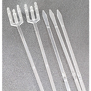 Ruiling 100pcs Plastic Floral Picks Transparent Fork Shape Head Card Holders of Gift Cards, Place Cards, Photos, Food Labels for Weddings, Birthday Parties, Events, Decorations 31cm/12inch