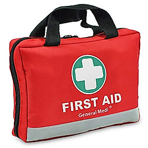 General Medi First Aid Kit -309 Pieces- Reflective Bag Design - Including Bandages, Moleskin Pad and Emergency Blanket for Travel, Home, Office, Car, Camping, Workplace
