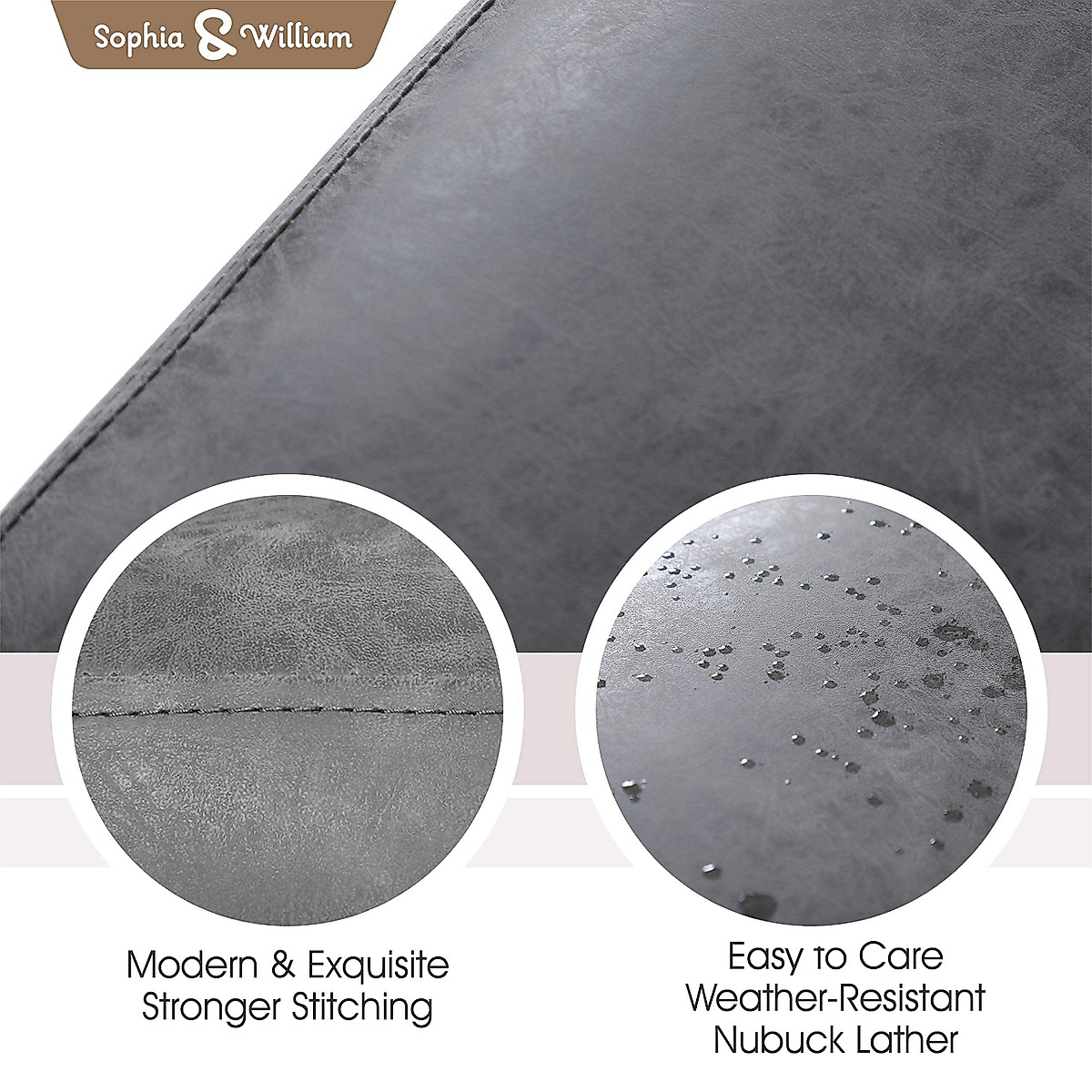 Sophia & William Adjustable Swivel Bar Stool Counter Height Bar Stool for Kitchen Island,Modern PU Leather Bar Stool with Back & Footrest & Airlift Handle, Counter Leather Stool,300lbs,Grey,1PC